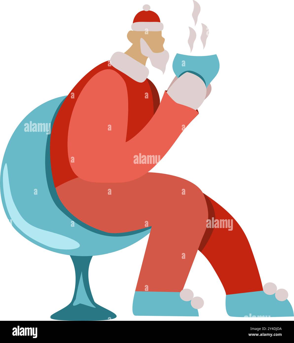 Santa Claus is drinking hot drink vector illustration Stock Vector ...