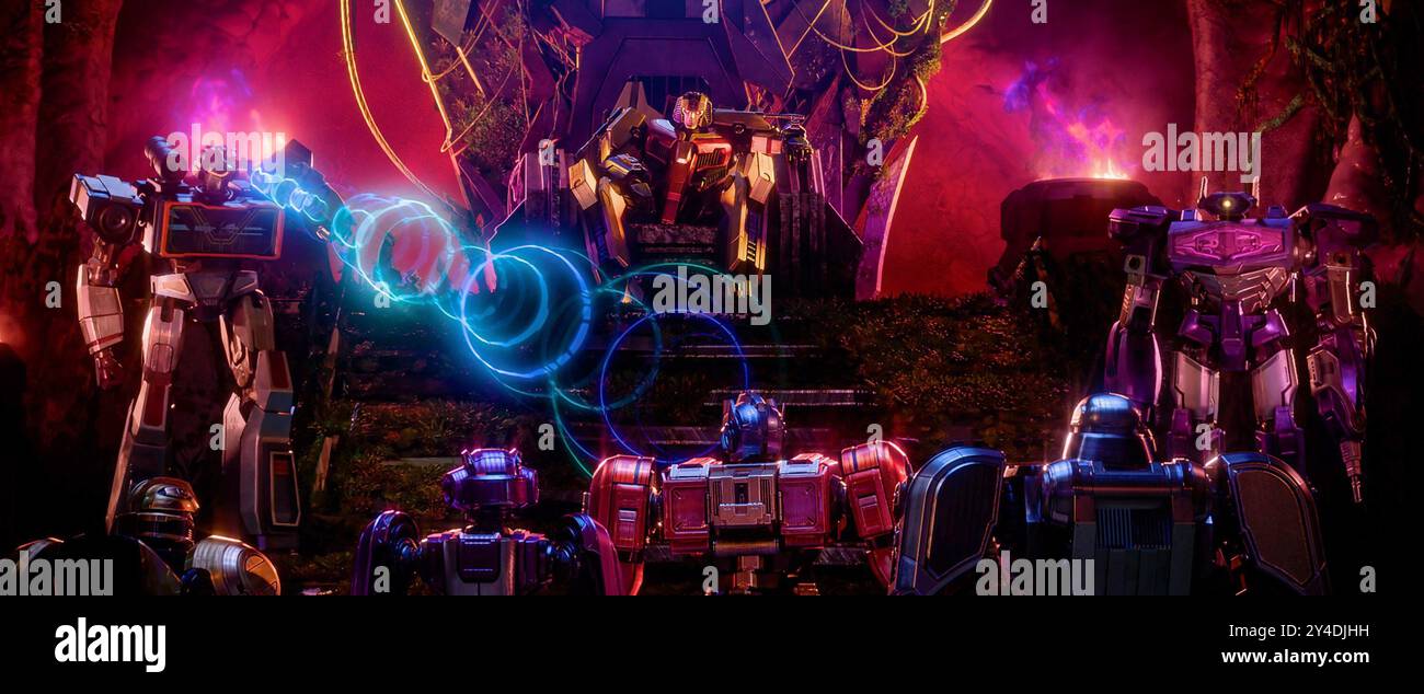 TRANSFORMERS ONE, from left: Soundwave (voice: Jon Bailey), Starscream ...