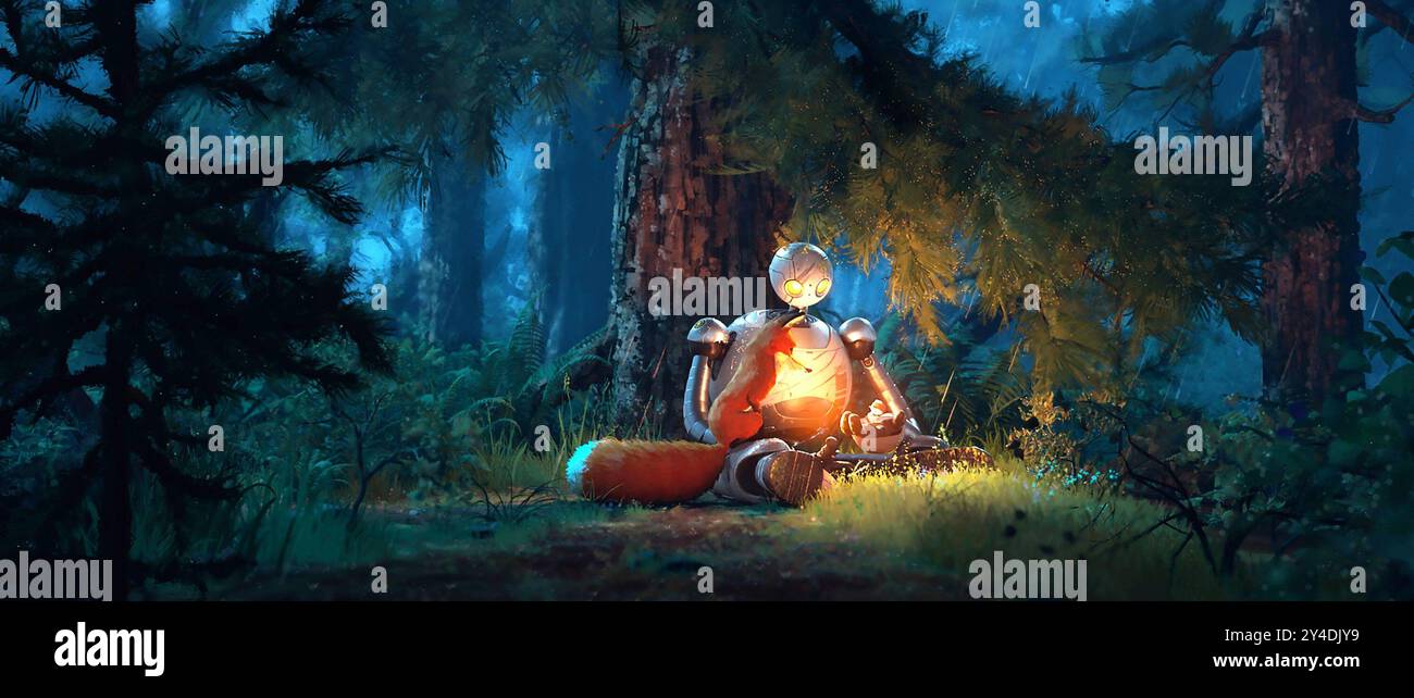 THE WILD ROBOT, from left: Fink (voice: Pedro Pascal), Roz (voice ...