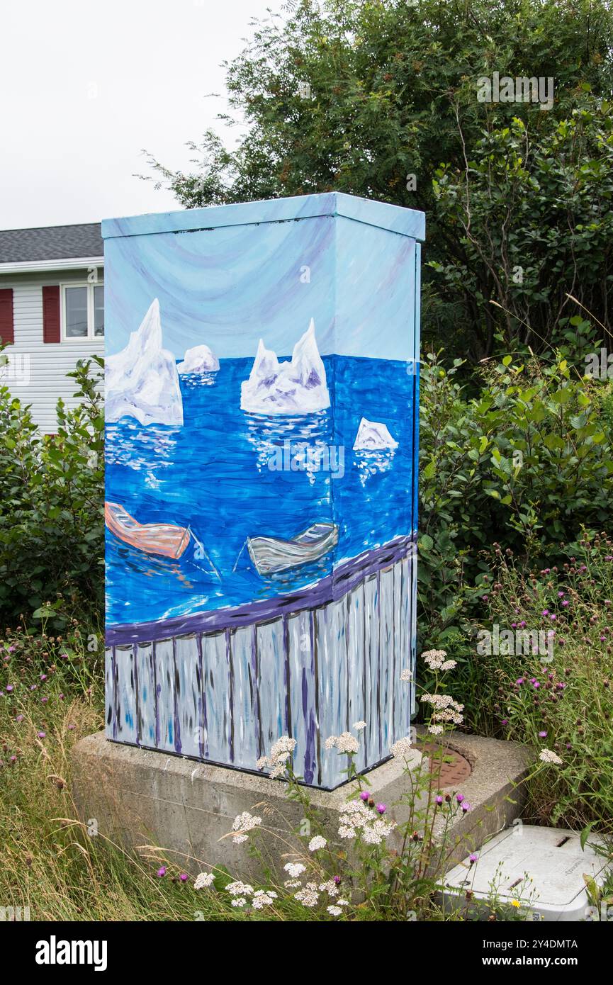 Ice bergs mural on electrical traffic control box in Conception Bay ...