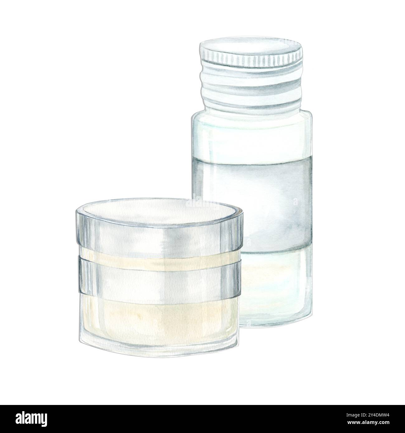 Cream Jars. Watercolor Clip Art on a white background. The illustration ...