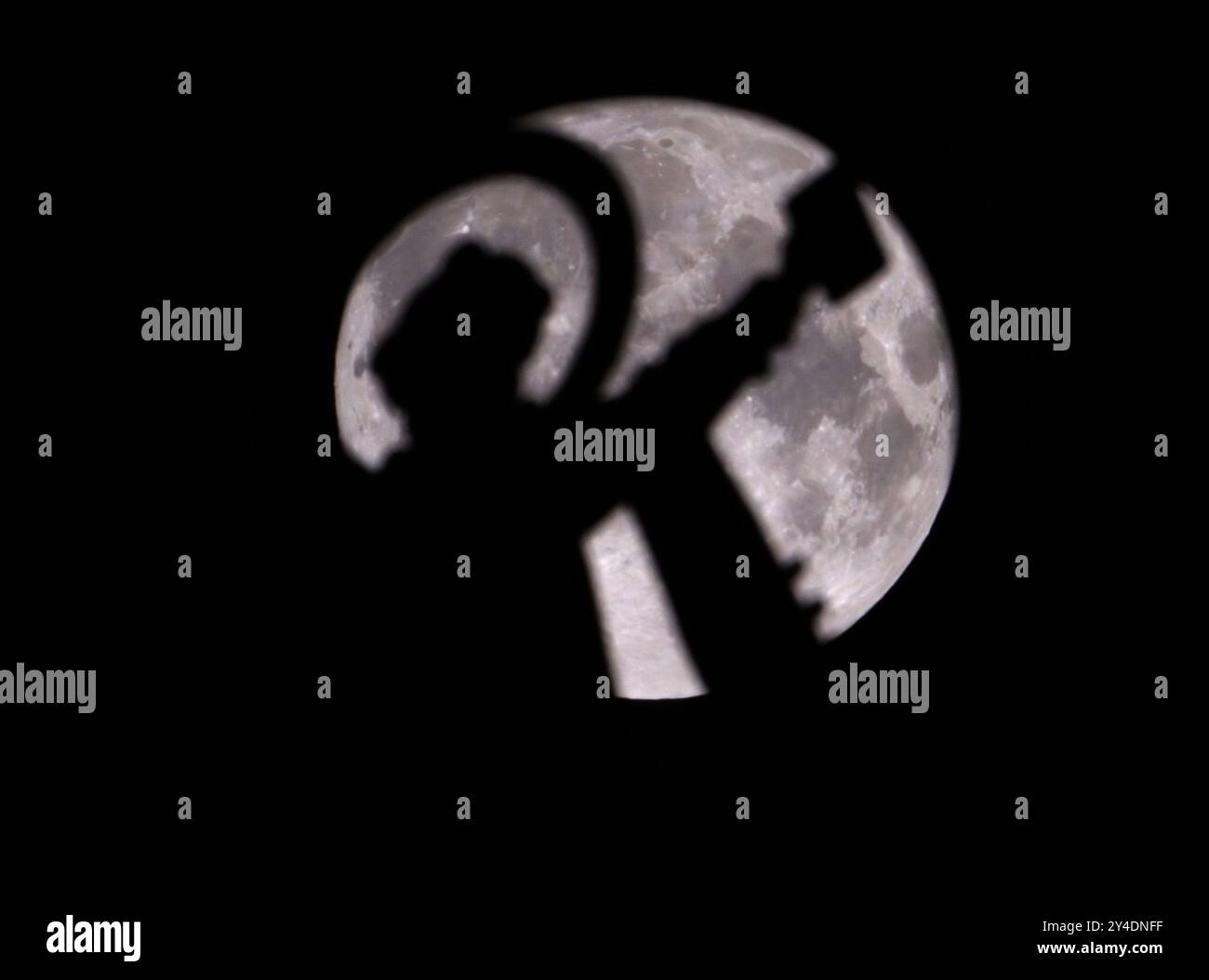 Munich, Germany. 18th Sep, 2024. The full moon stands behind the ...