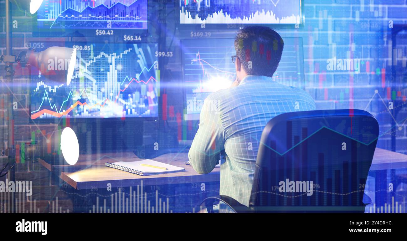 Back view stock market broker hi-res stock photography and images - Alamy