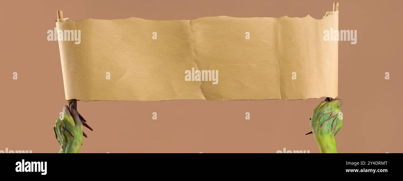 Witch scroll on brown hi-res stock photography and images - Alamy