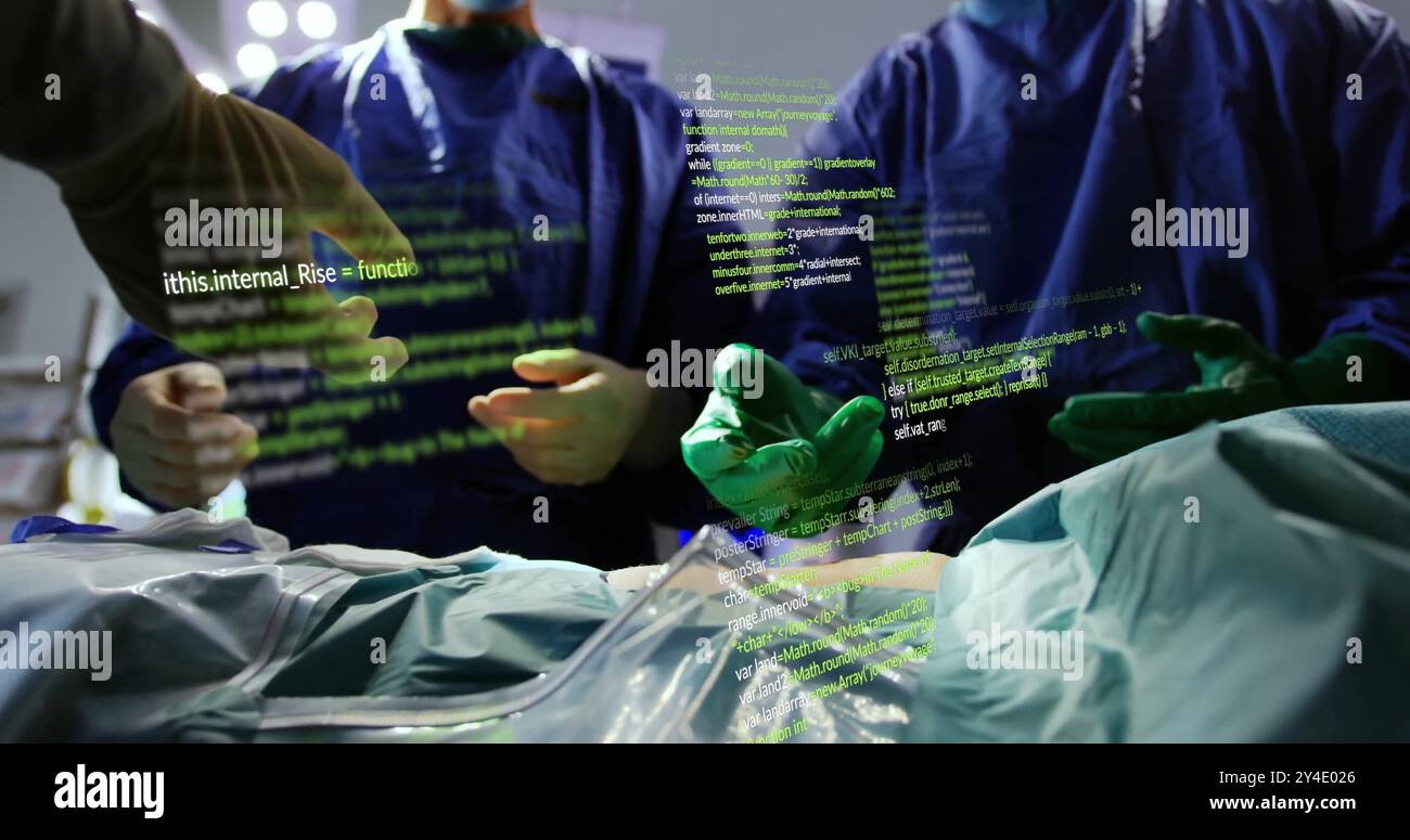 Image Of Data Processing Over Diverse Surgeons During Operation Stock
