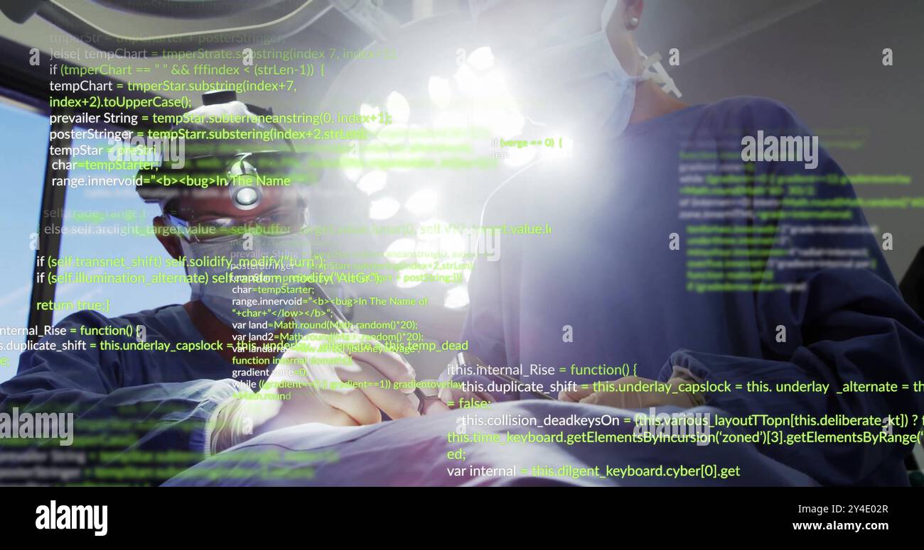 Image of data processing over diverse surgeons during operation Stock ...