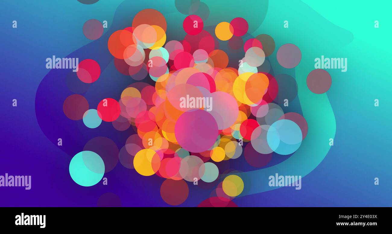 Image of vibrant light spots moving on blue background Stock Photo - Alamy