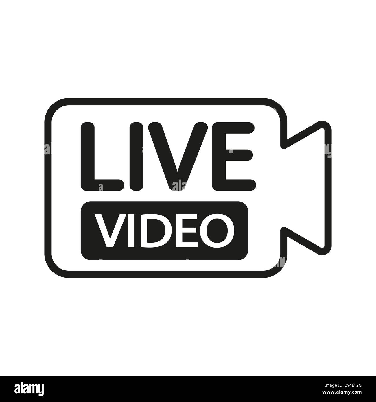 Live video icon. Bold live streaming symbol. Camera shape graphic ...