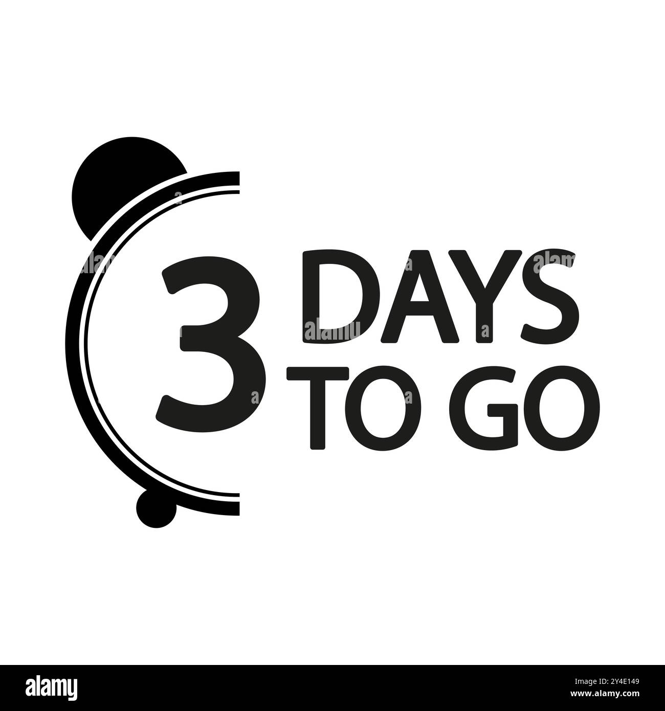 Countdown timer illustration. Number three focus. Bold 3 days to go ...