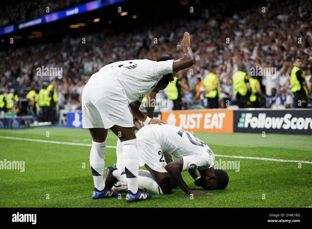 Antonio Rudiger of Real Madrid celebrates a goal during the UEFA ...