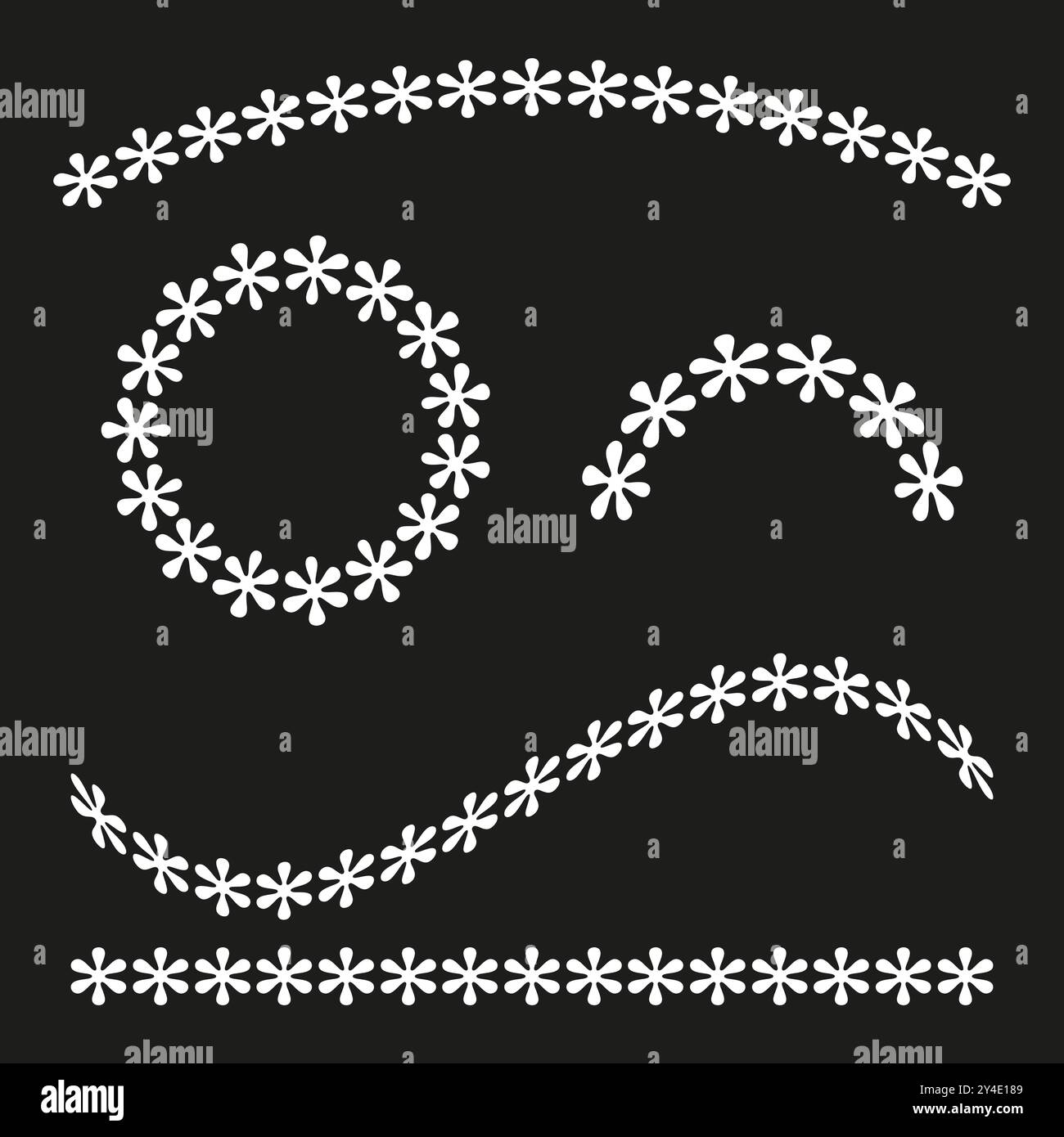 Floral border pattern. Decorative daisy garlands. Flower line ...