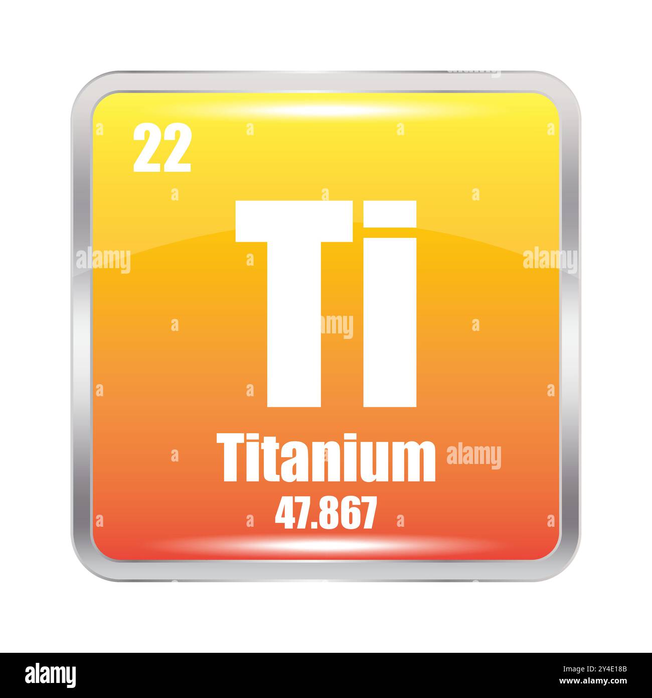 Titanium icon. Ti chemical element. Atomic number 22. Mass 47.867 ...