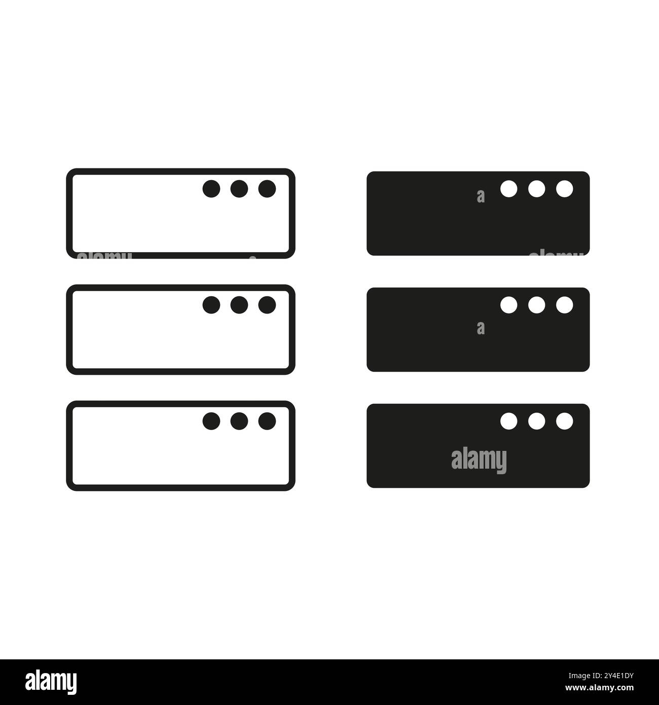 Server icons. Data storage symbol. Black and white database ...