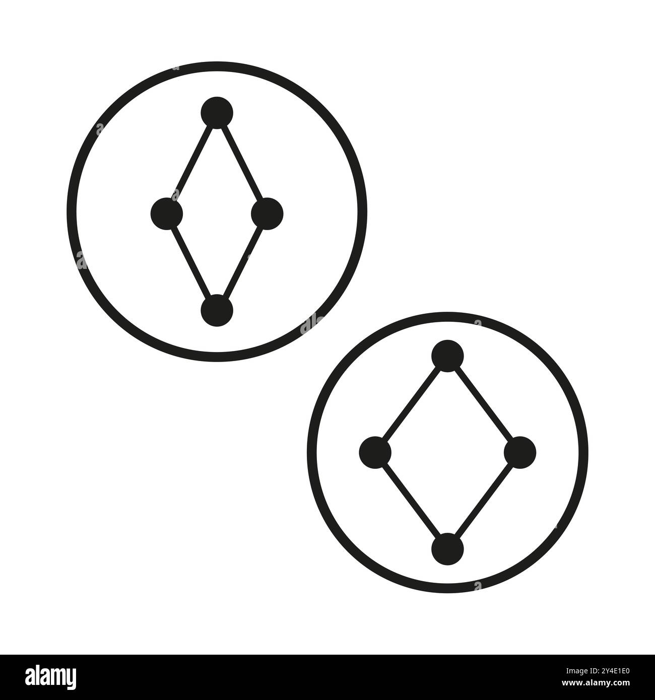 Geometric network icon. Connected nodes in a diamond shape. Circular ... Geometric network icon. Connected nodes in a diamond shape. Circular ...