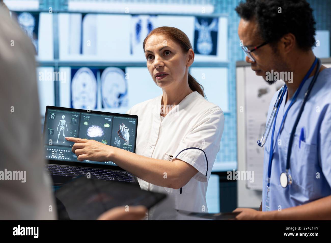 Medical team collaborates on diagnostic procedures and treatment plans ...