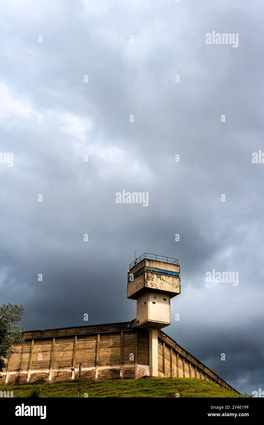 Tower of the penitentiary in the brazilian city. A guard tower on the ...