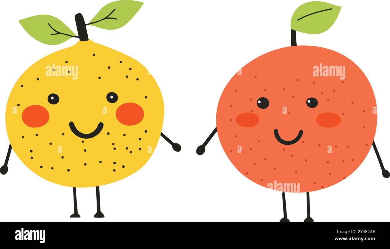 Happy citrus fruits holding hands for kids designs Stock Vector Image ...