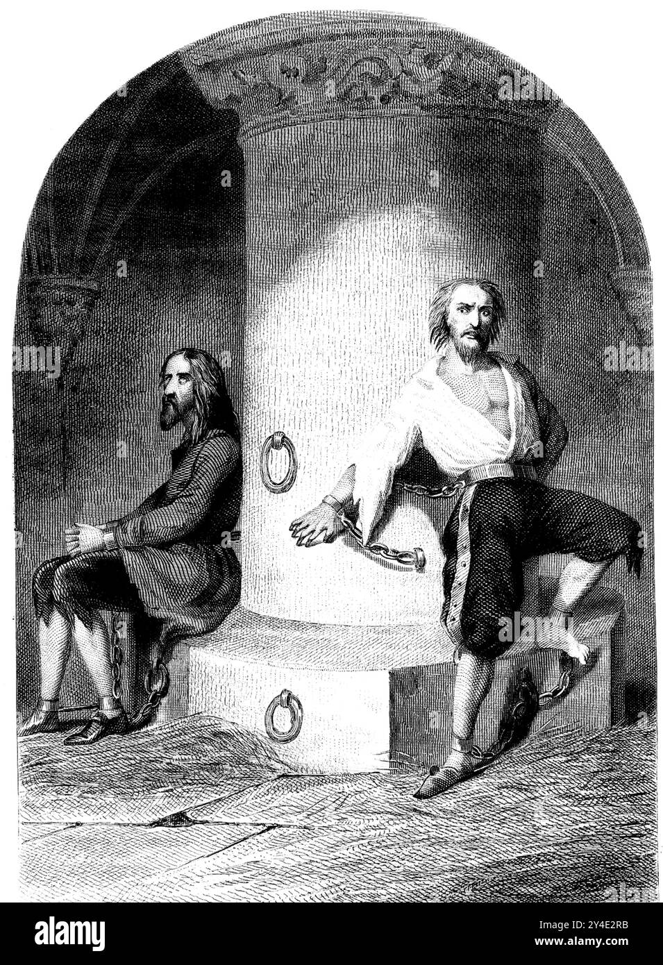Prisoners in a dungeon, illustration. From 'Les Prisons de l'Europe' by ...