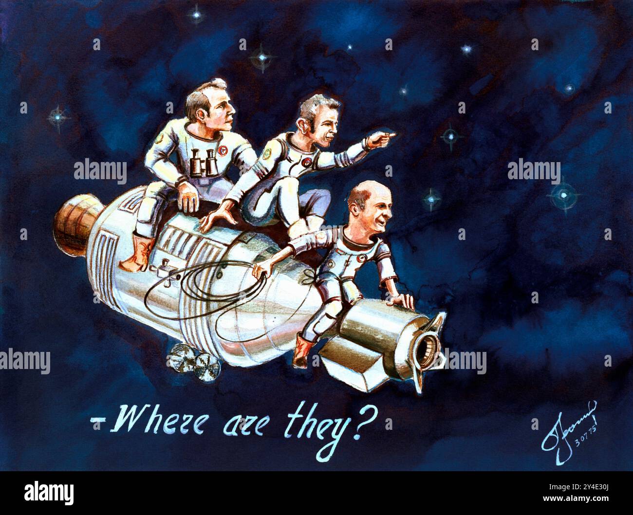 Illustration of the US crew for the Apollo Soyuz Test Project (ASTP ...