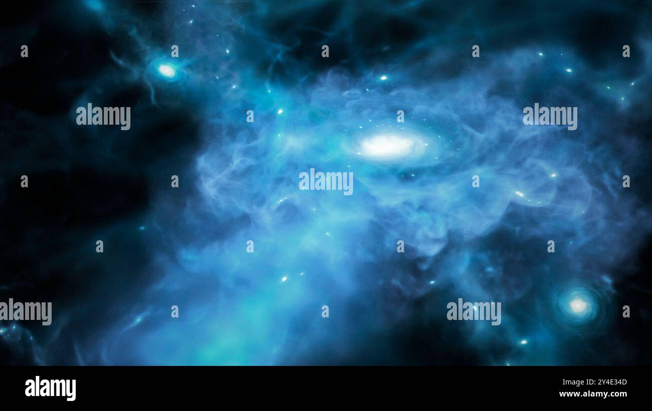 Conceptual illustration showing a galaxy forming a few hundred million ...