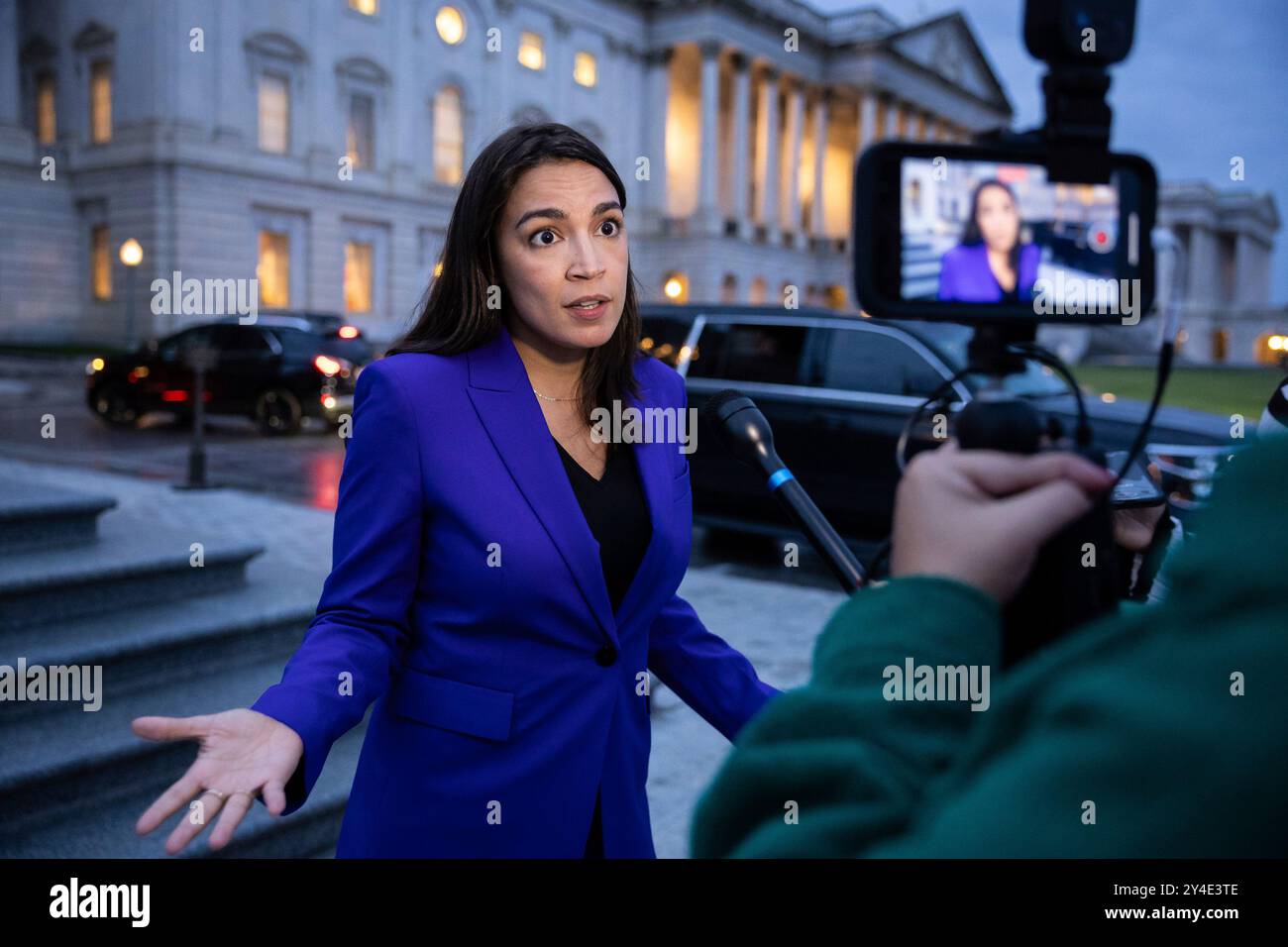 Rep. Alexandria Ocasio-Cortez (D-N.Y.) speaks with reporters outside ...