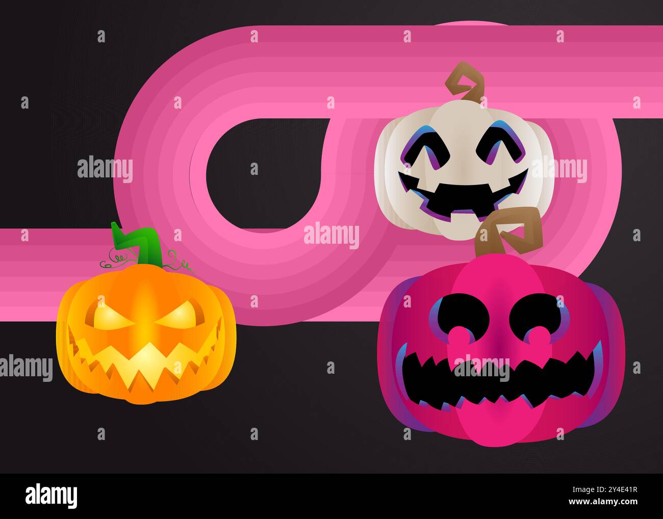 Retro 70s Background with Halloween Jack O' Lantern. Groovy spooky ...
