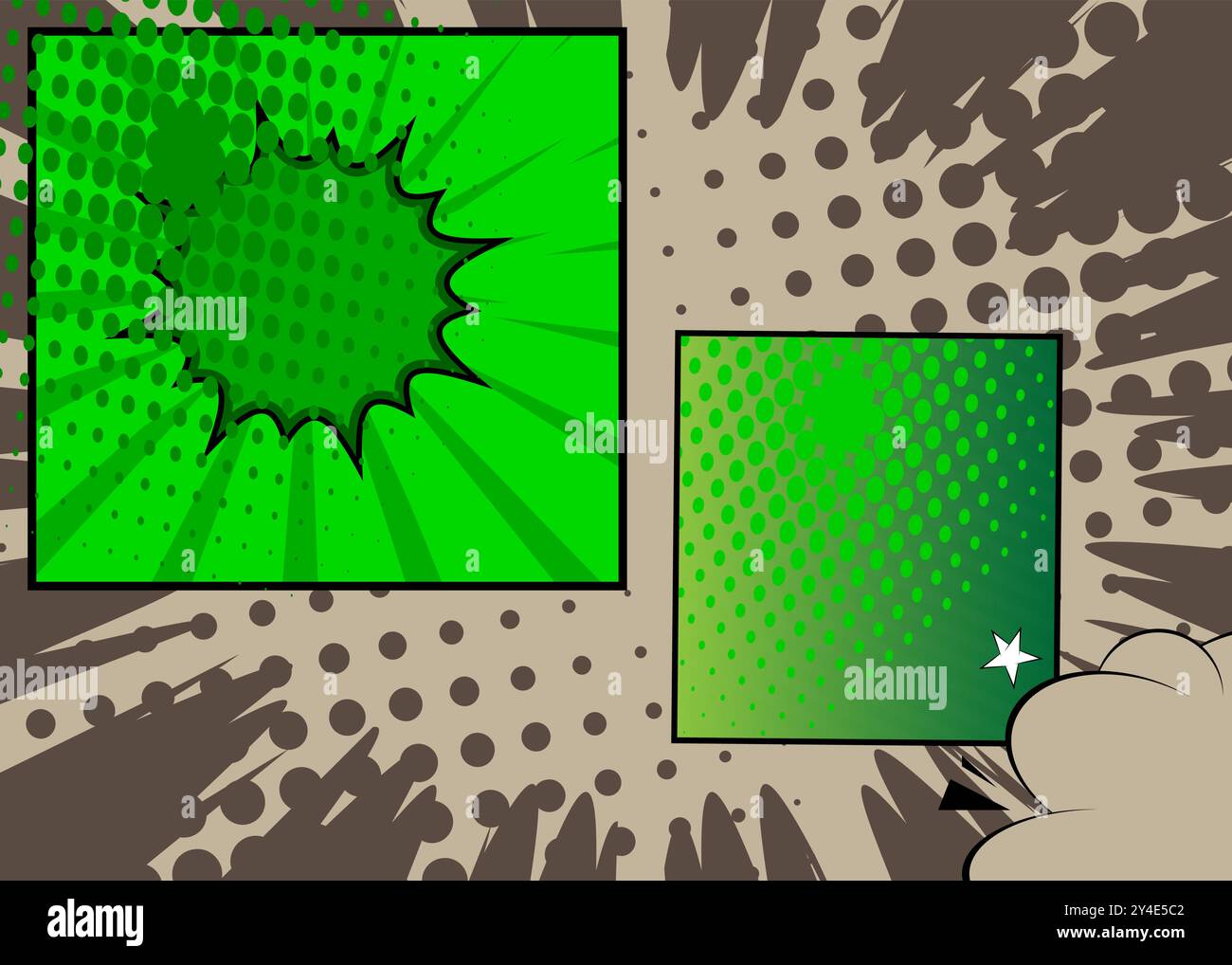 Cartoon Green and Gray background, comic book backdrop. Retro vector ...