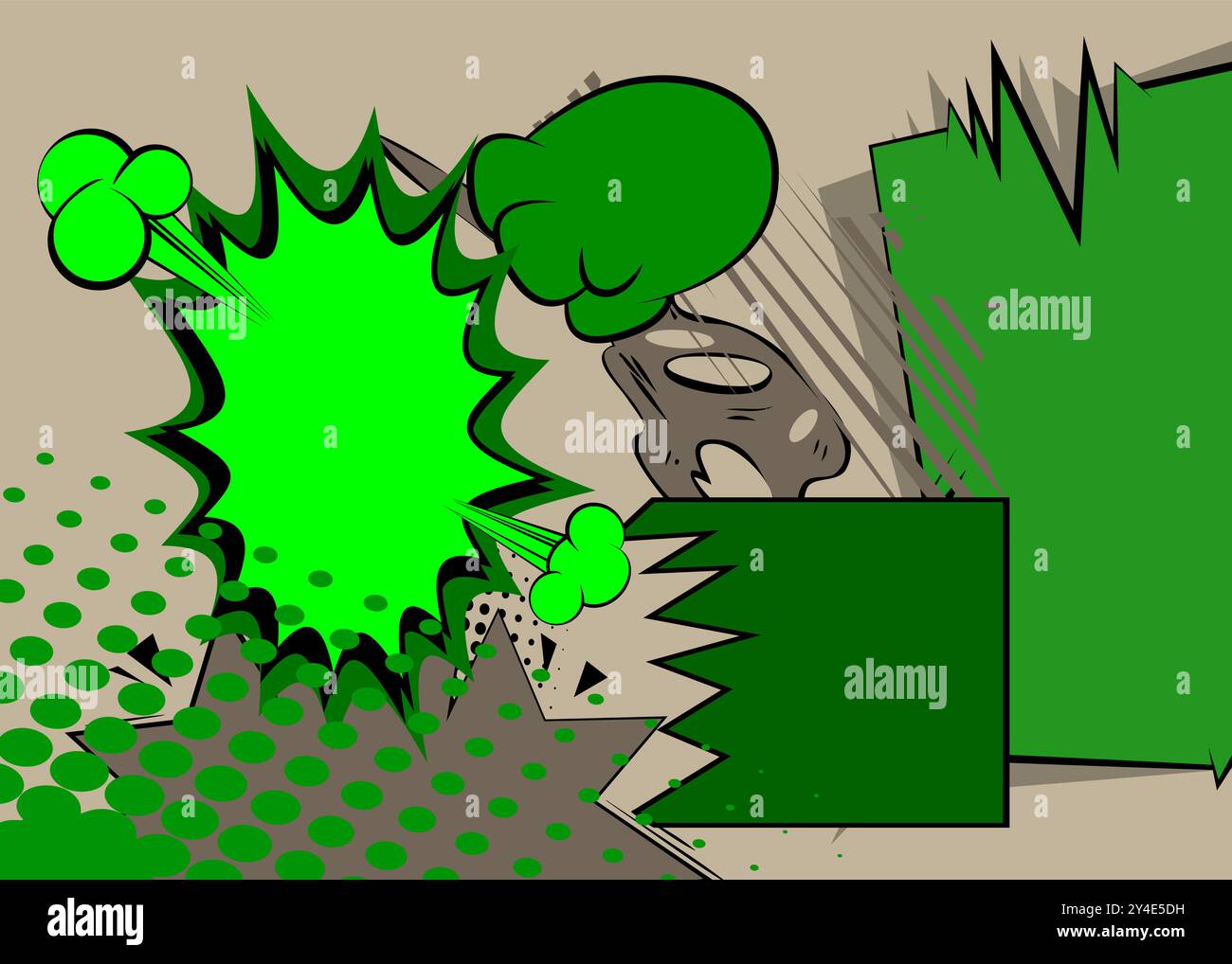 Cartoon Green and Gray background, comic book backdrop. Retro vector ...