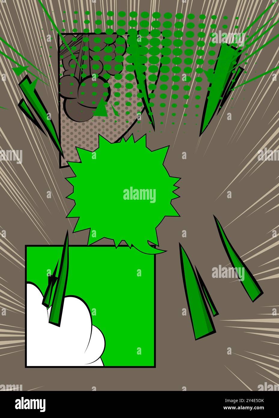 Cartoon Green and Gray background, comic book backdrop. Retro vector ...