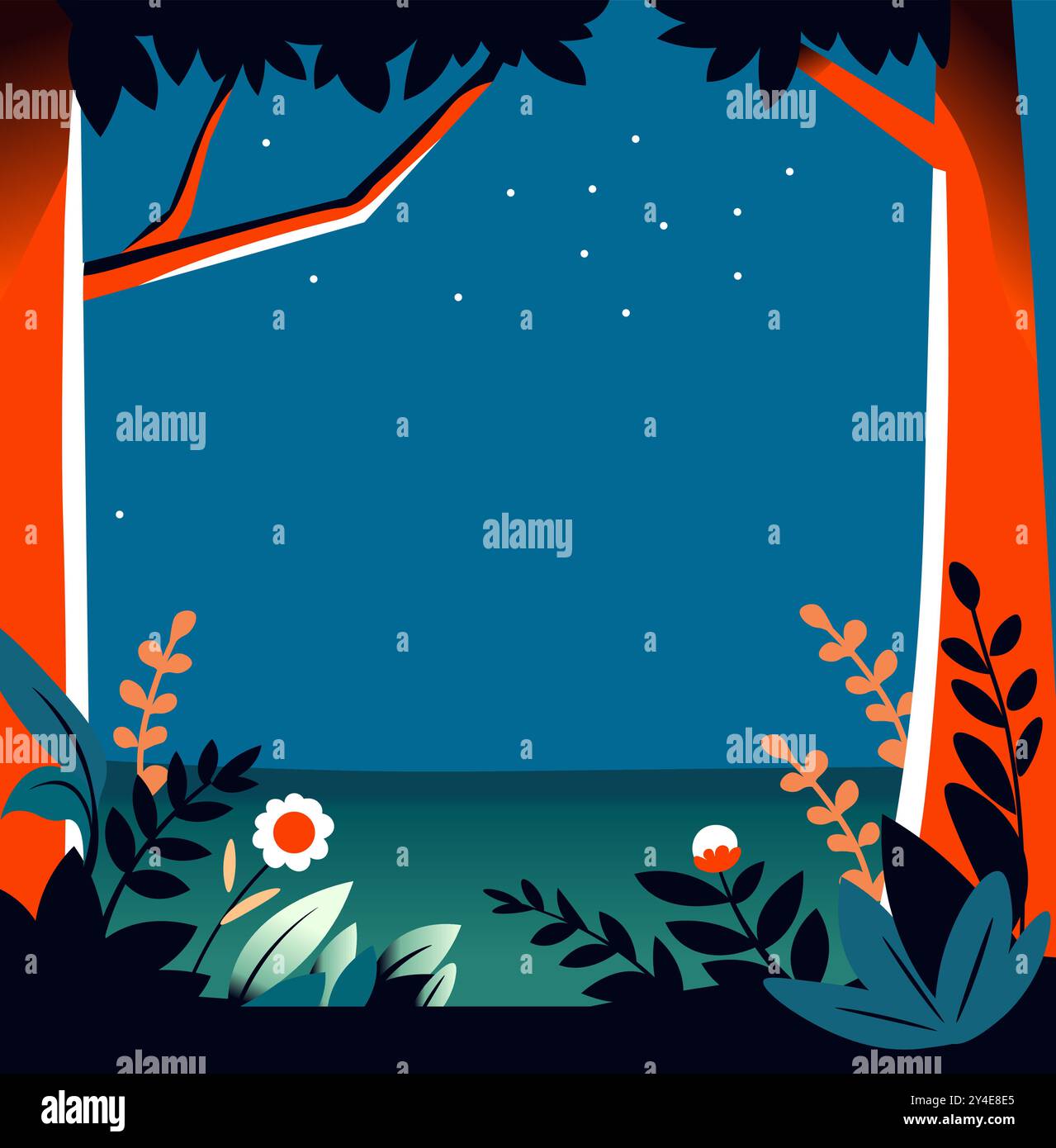 Night Forest With Stars vector Stock Vector Image & Art - Alamy