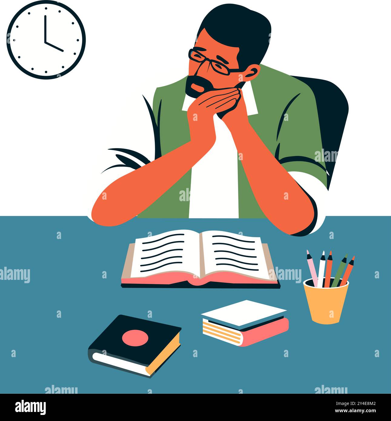 Man Studying with Books vector Stock Vector Image & Art - Alamy