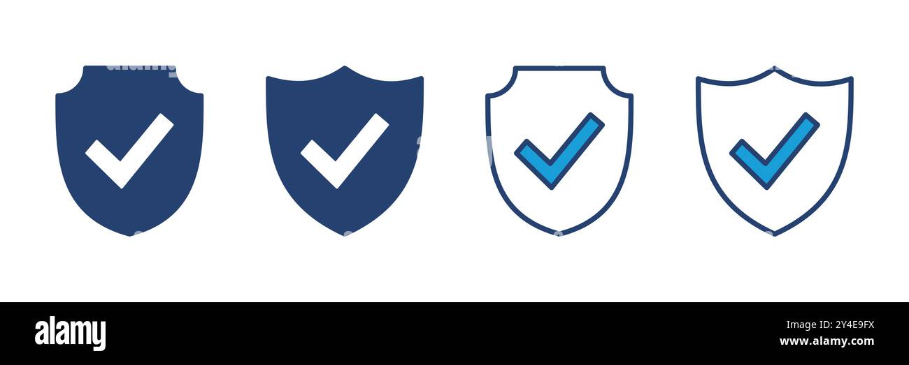 Shield check mark icon vector. Protection approve sign. Safe icon ...