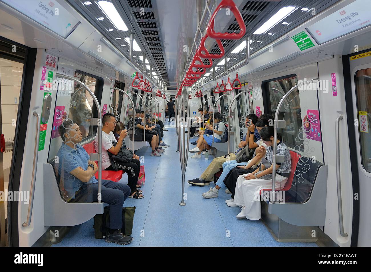 Interior of a completely automated and driverless train carriage on the ...