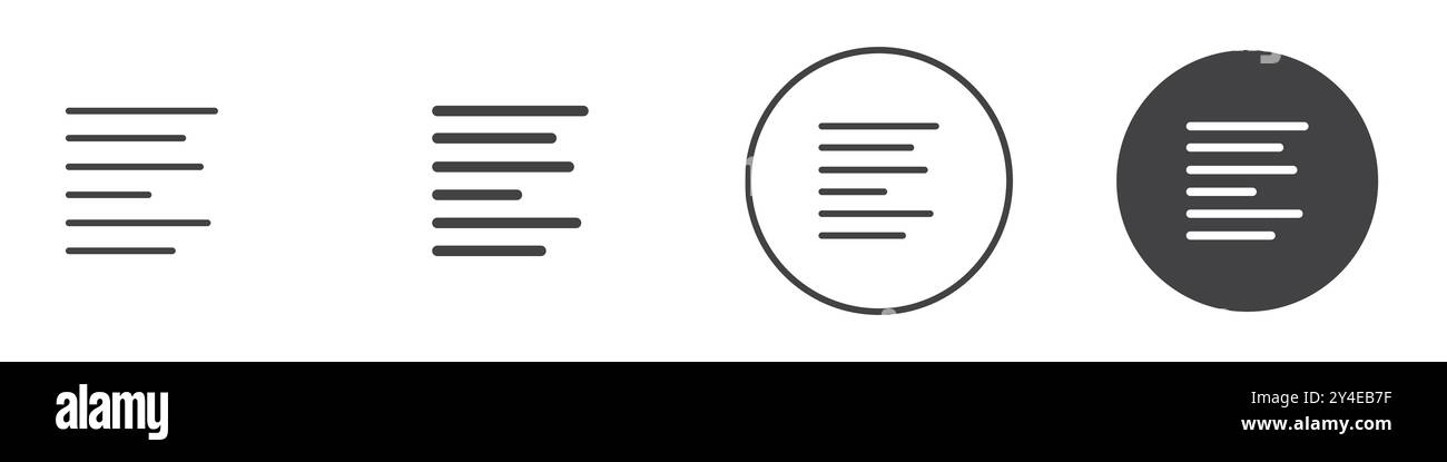 Align Left Icon Set In Thin Line Outline Style And Linear Vector Sign