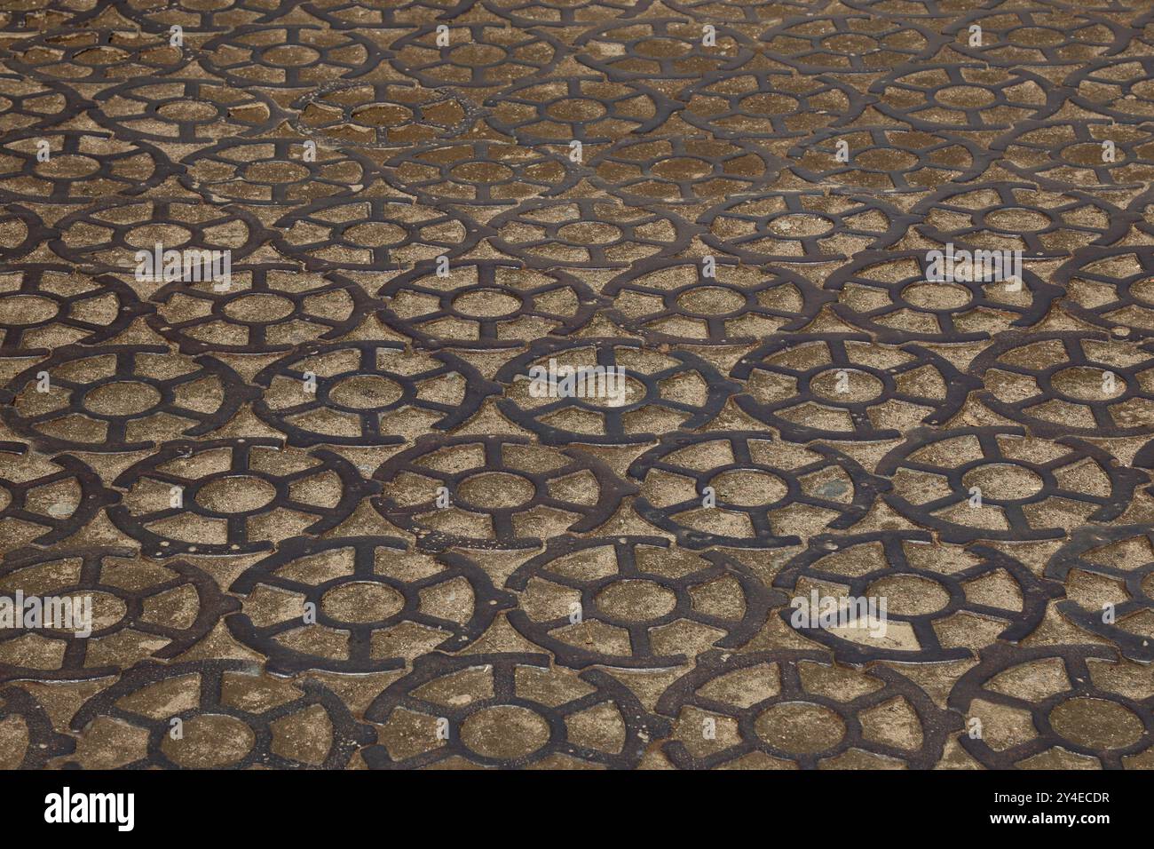 Decorative metal pavement on the square Stock Photo - Alamy