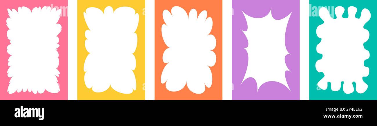 Wavy border frame. Scalloped rectangle fun shape. Hand drawn kids ...