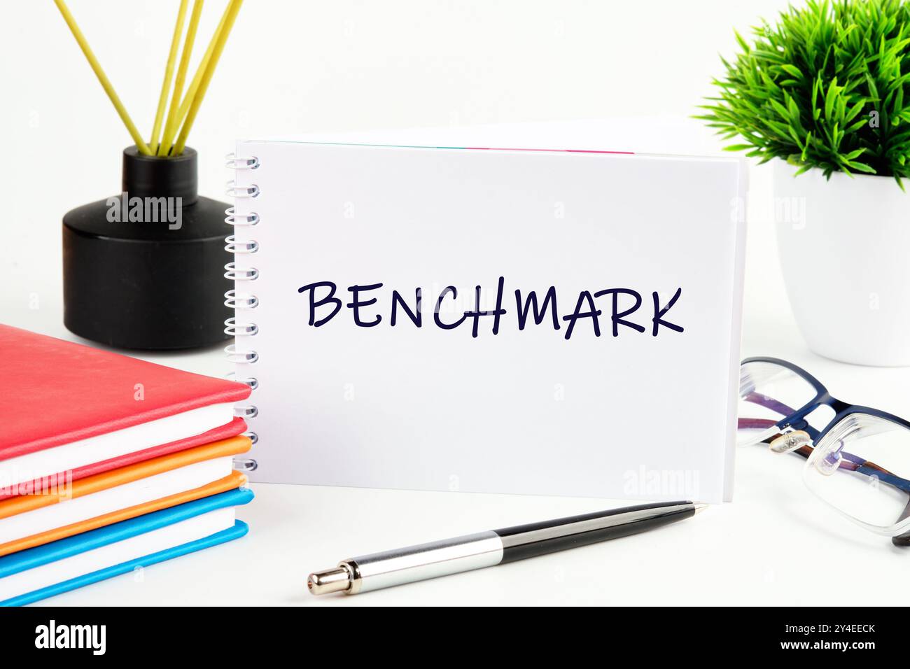 Business concept of benchmark. A word BENCHMARK written on a white ...