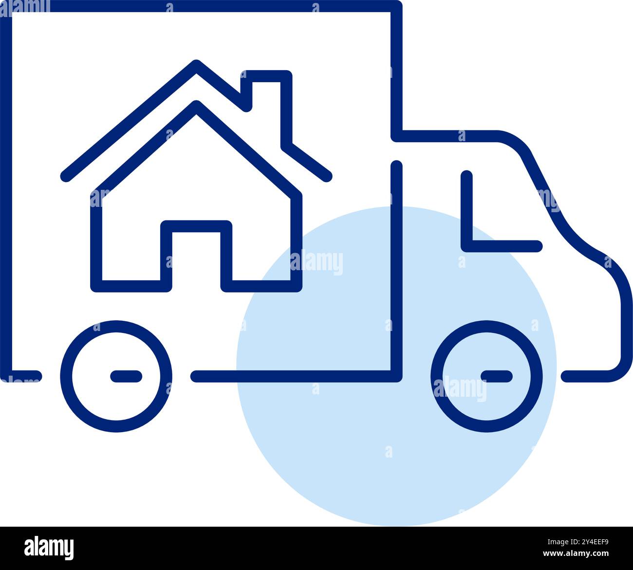 Truck with home symbol. Moving houses, delivery of tiny houses. Pixel perfect, editable stroke ...