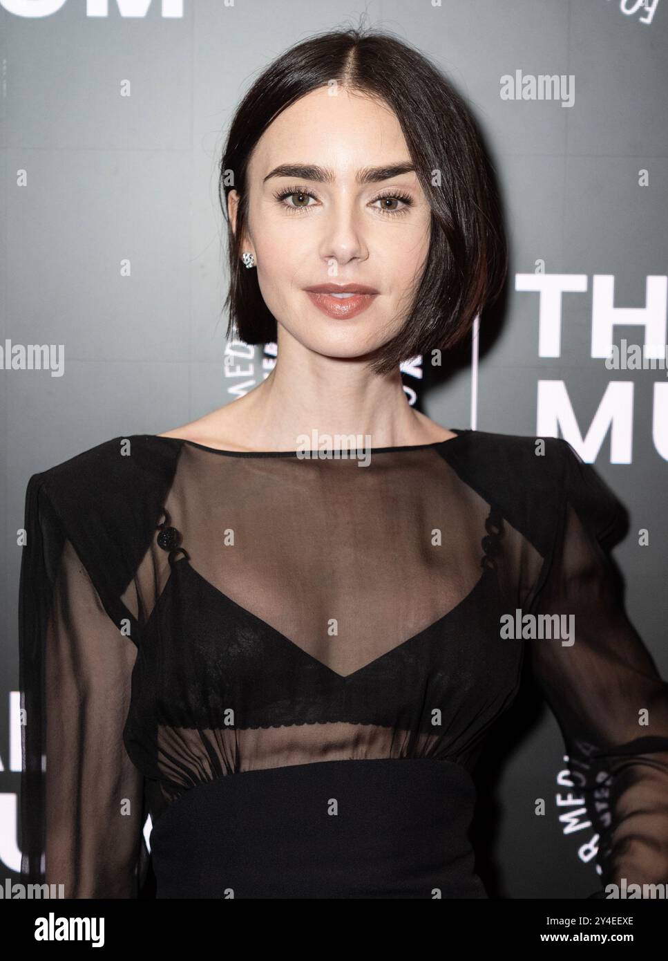 New York, USA. 17th Sep, 2024. Lily Collins wearing dress and shoes by ...