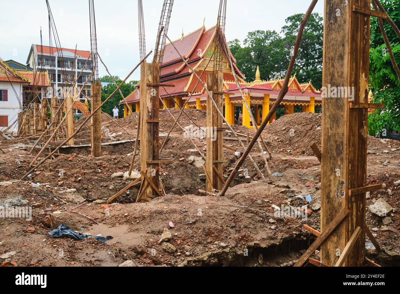 Concrete columns, rebar and muddy foundation work on expansion site at ...