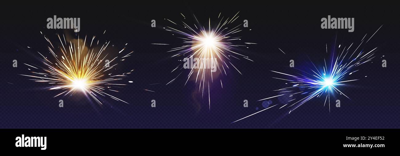 Weld starburst fire and spark effect on dark background. Flare from ...