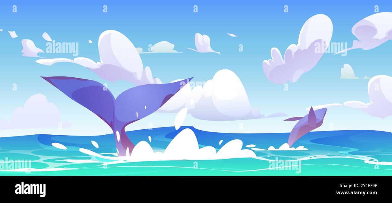 Cartoon vector sea whales swimming hi-res stock photography and images ...