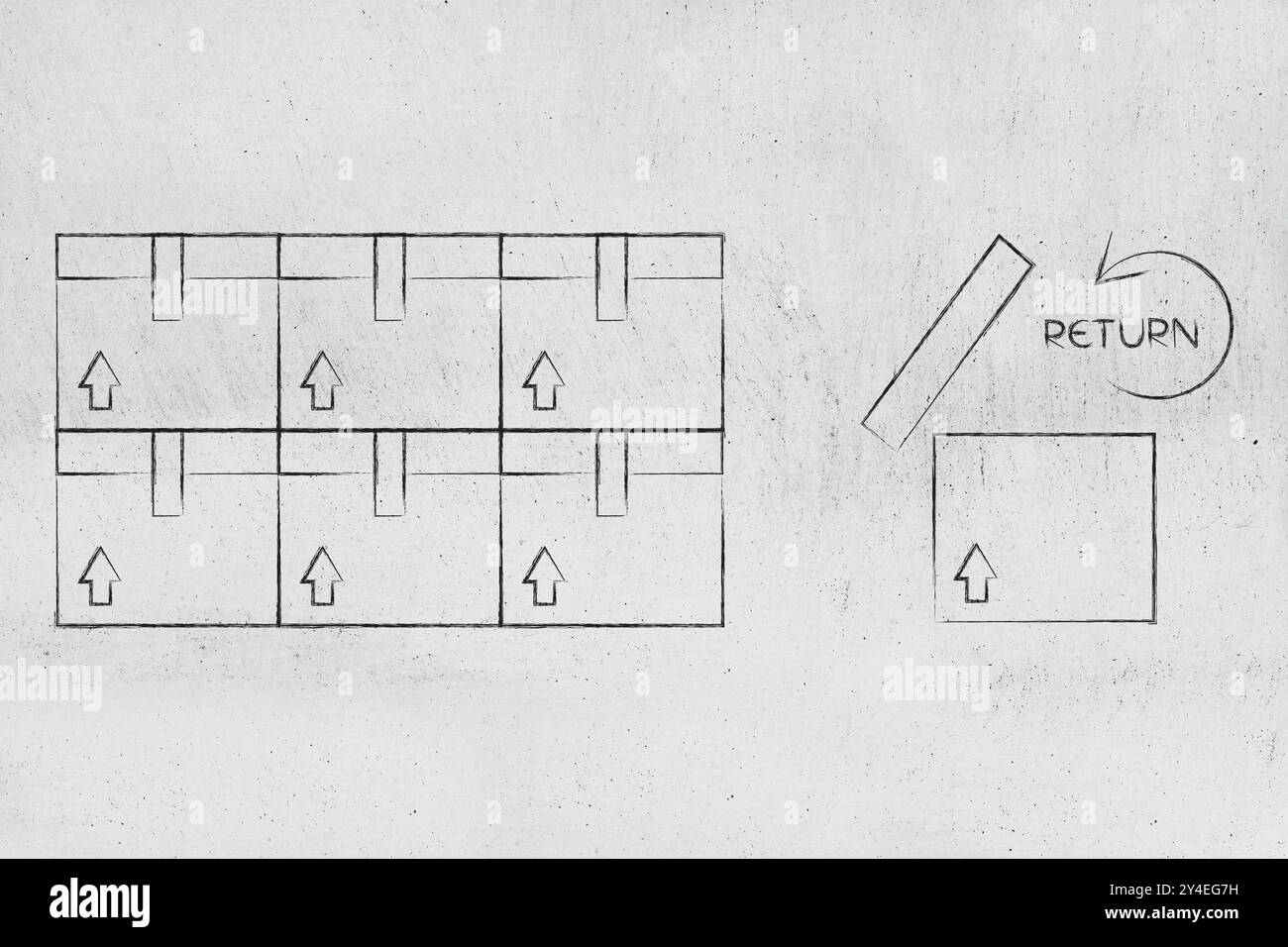return policy and product stats conceptual illustration, return sign ...