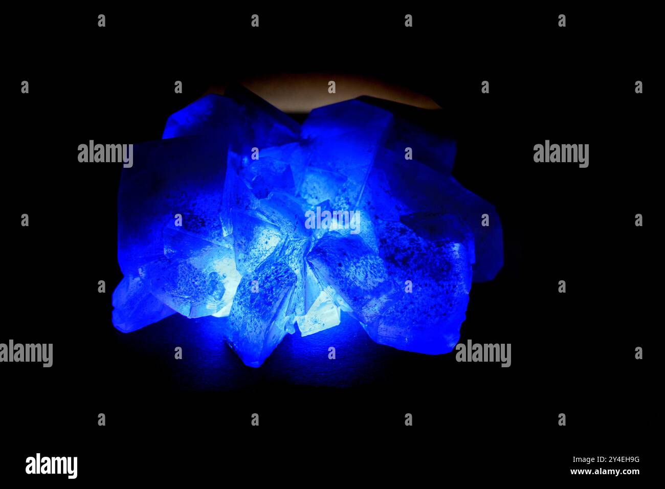 blue vitriol mineral isolated on the black background Stock Photo - Alamy