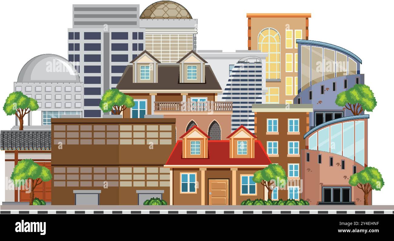 Residential neighborhood buildings in Cut Out Stock Images & Pictures ...