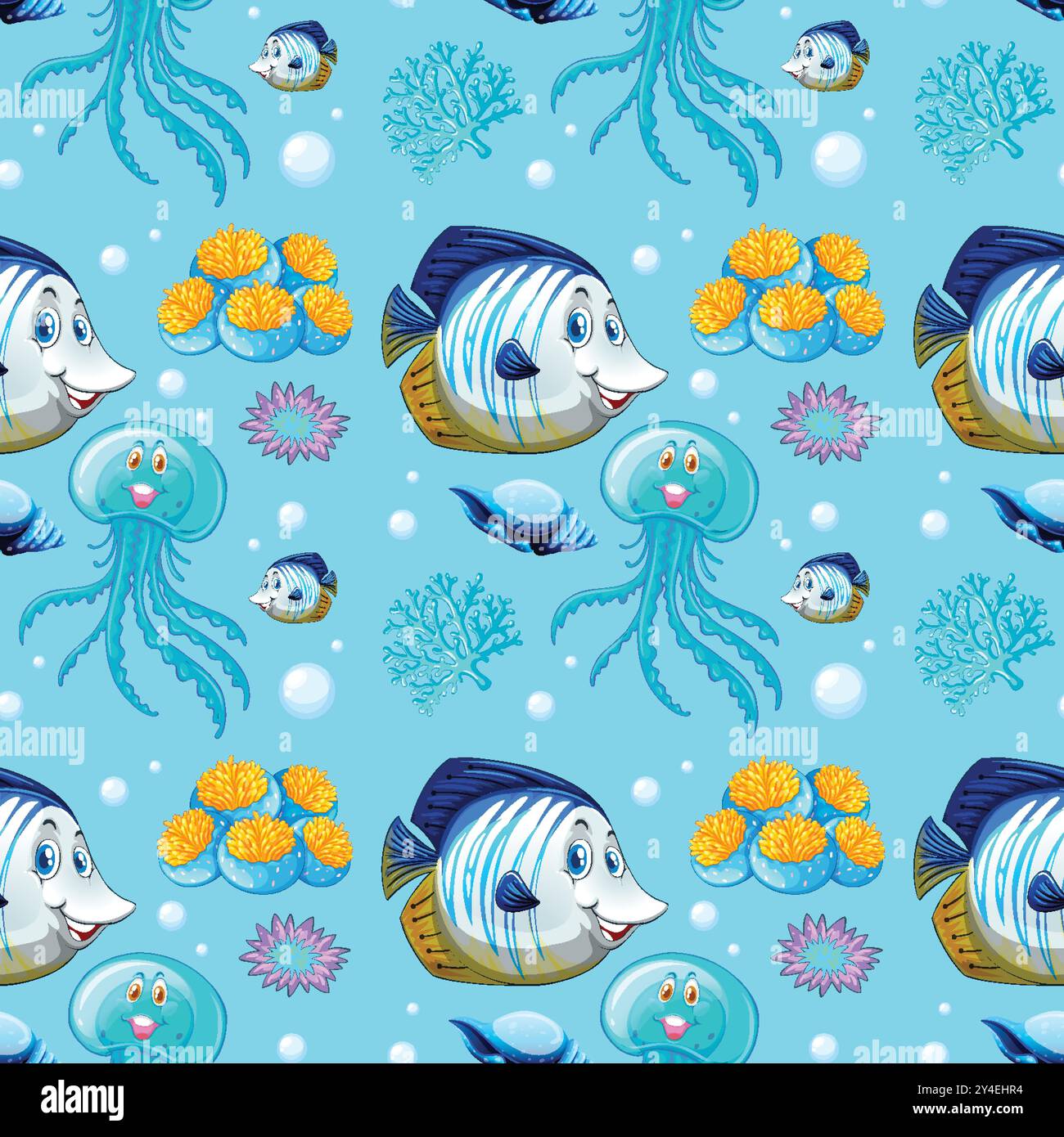 Colorful sea creatures in a seamless design Stock Vector Image & Art ...