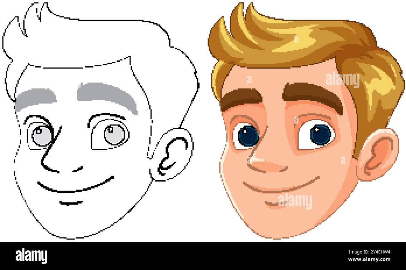 Color and outline versions of a man's face Stock Vector Image & Art - Alamy