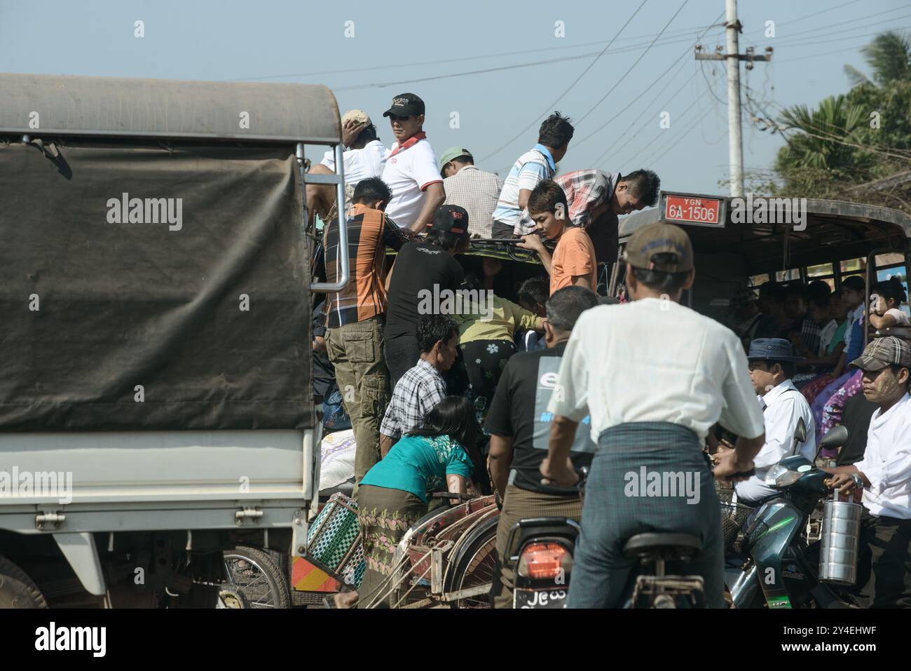 02/23/2014 - Yangon, Myanmar: Crowd of people in Yangon, Myanmar ...