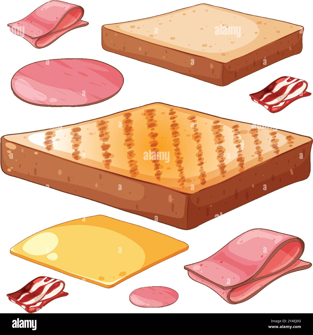 Vector illustration of sandwich ingredients and components Stock Vector ...