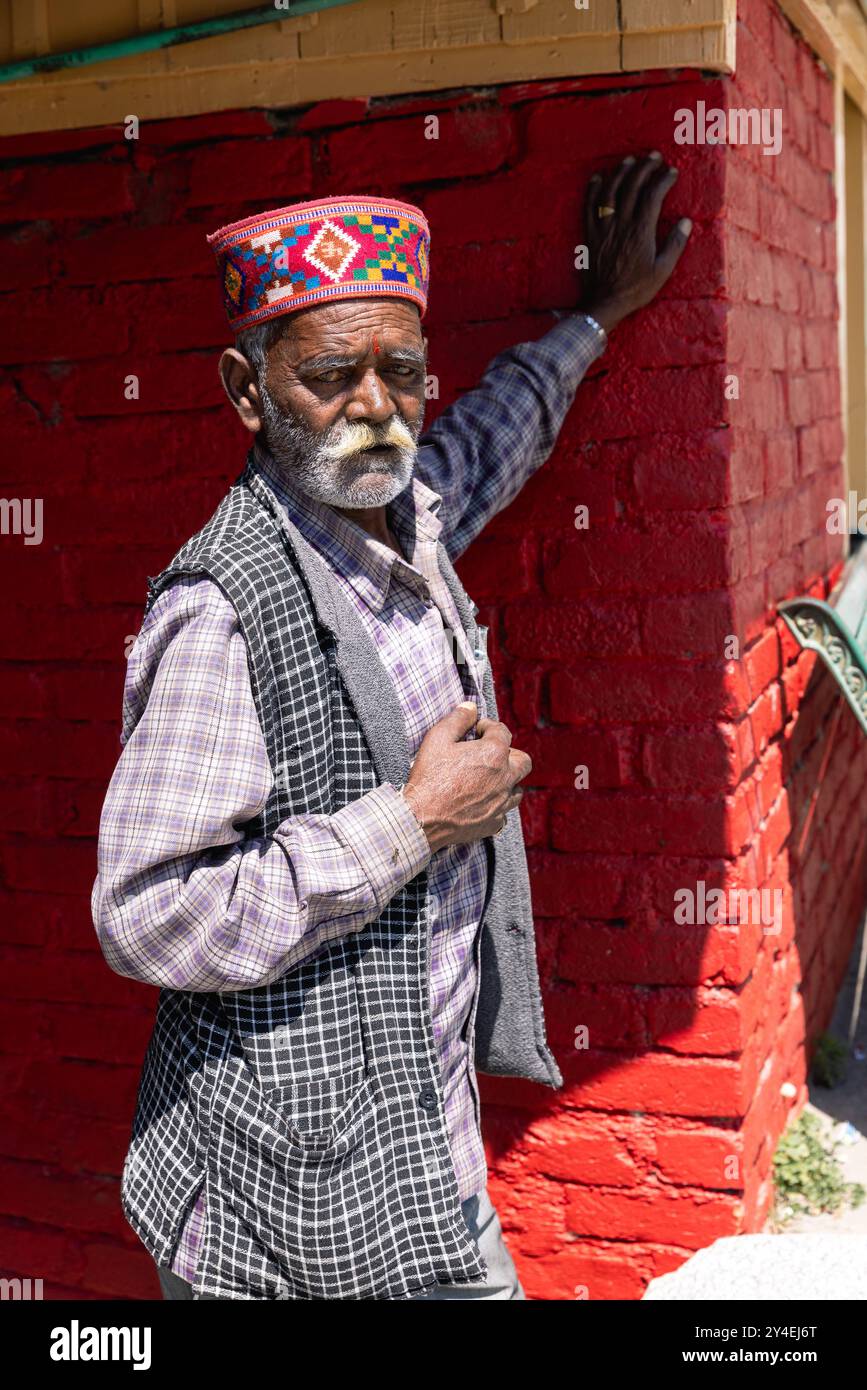 Manali India- July 3 2024: Portrait of a traditional man from the ...